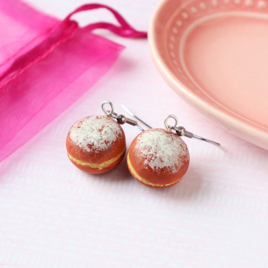 Kolczyki stal szlachetna pączki z modeliny tłusty czwartek - Biżuteria ...