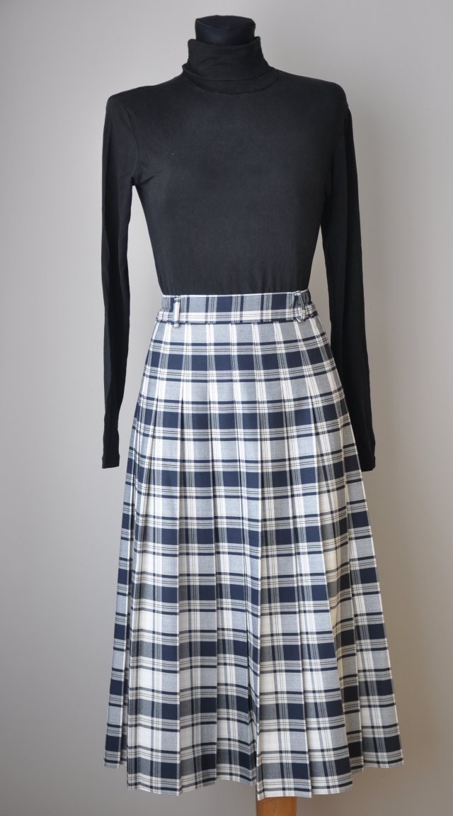 Plisowana spódnica w biało czarną kratkę - Ubrania vintage - DecoBazaar